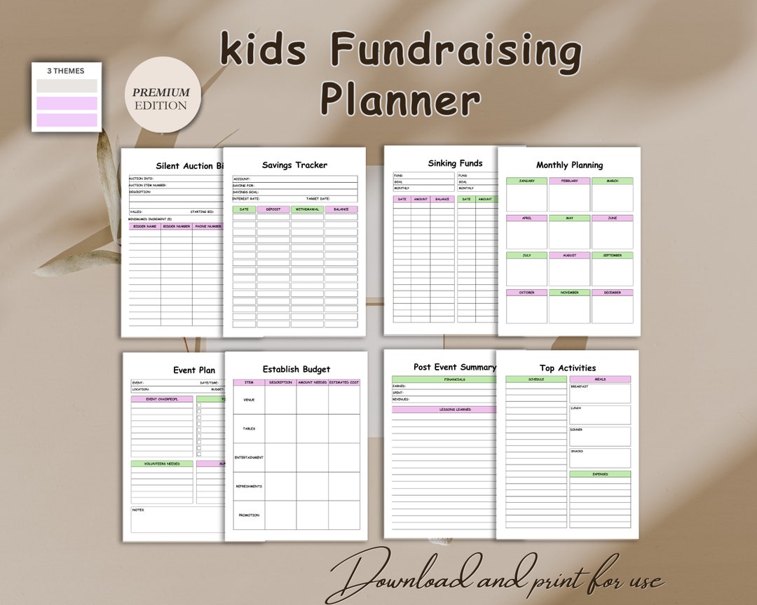 Kids Fundraising Planner, School Fundraiser Organizer, Planning Guide ...