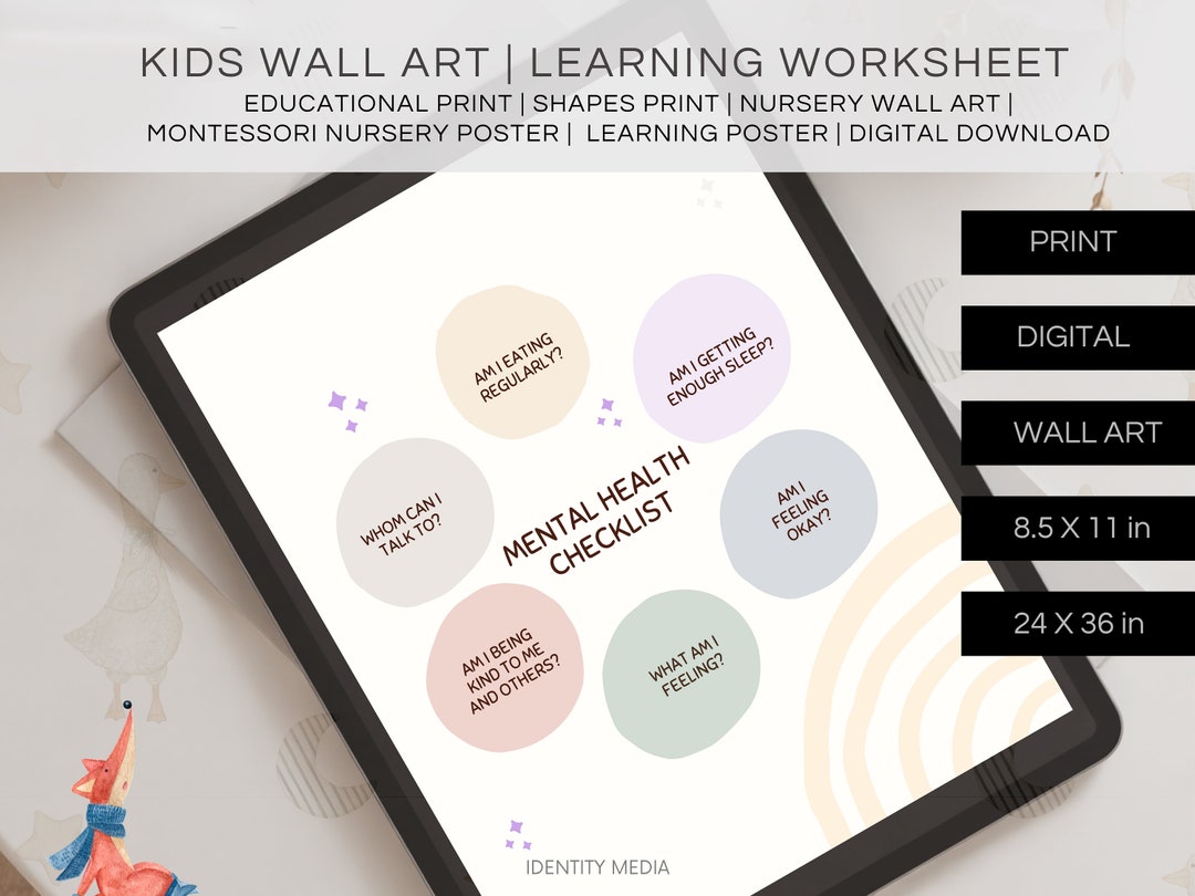 Well Being, Mental Health Kids Printable Template, Educational, Nursery ...