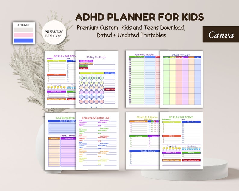 Colorful ADHD Planner for Kids, Weekly Planner, Visual Schedule ...