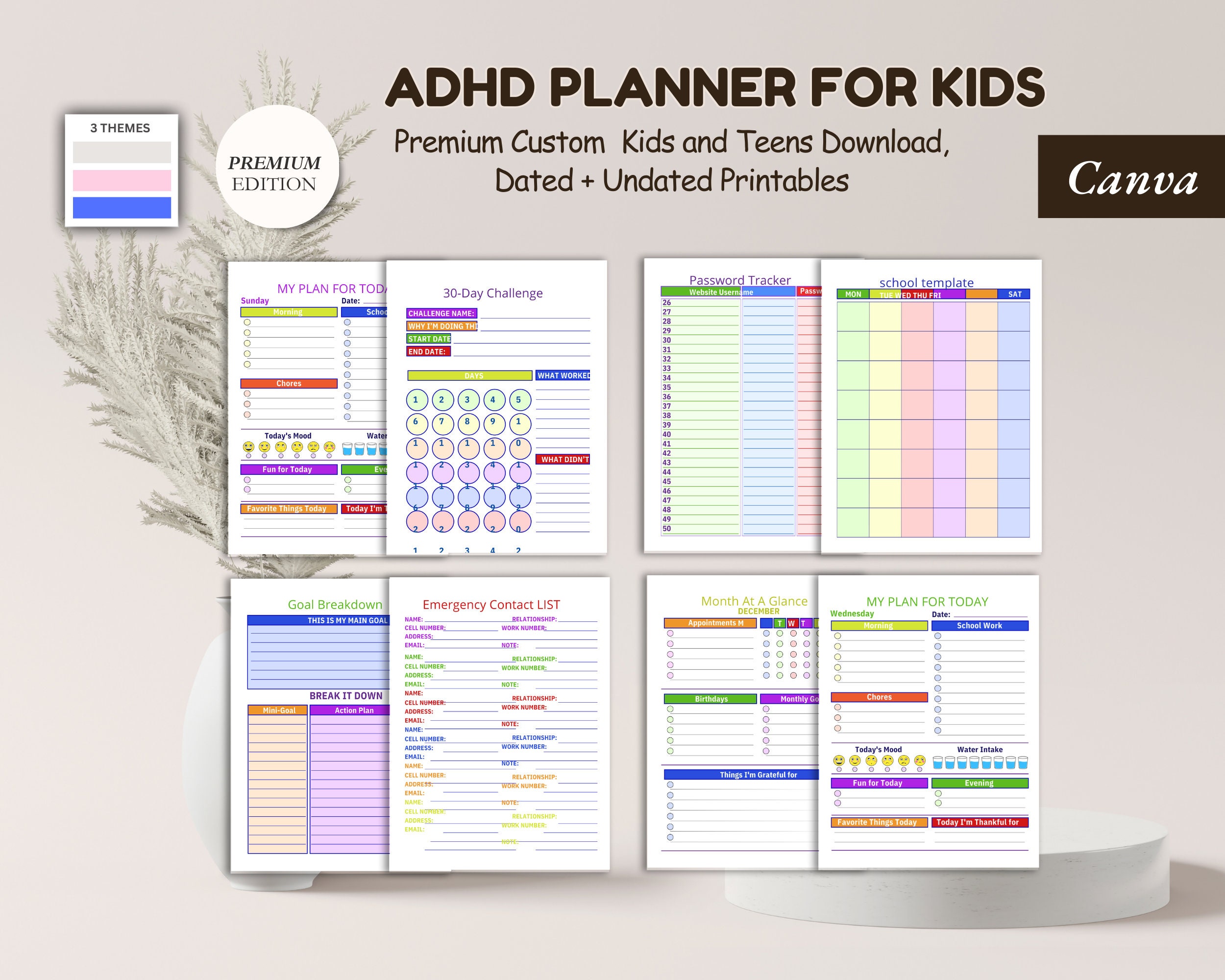 Colorful ADHD Planner for Kids, Weekly Planner, Visual Schedule ...