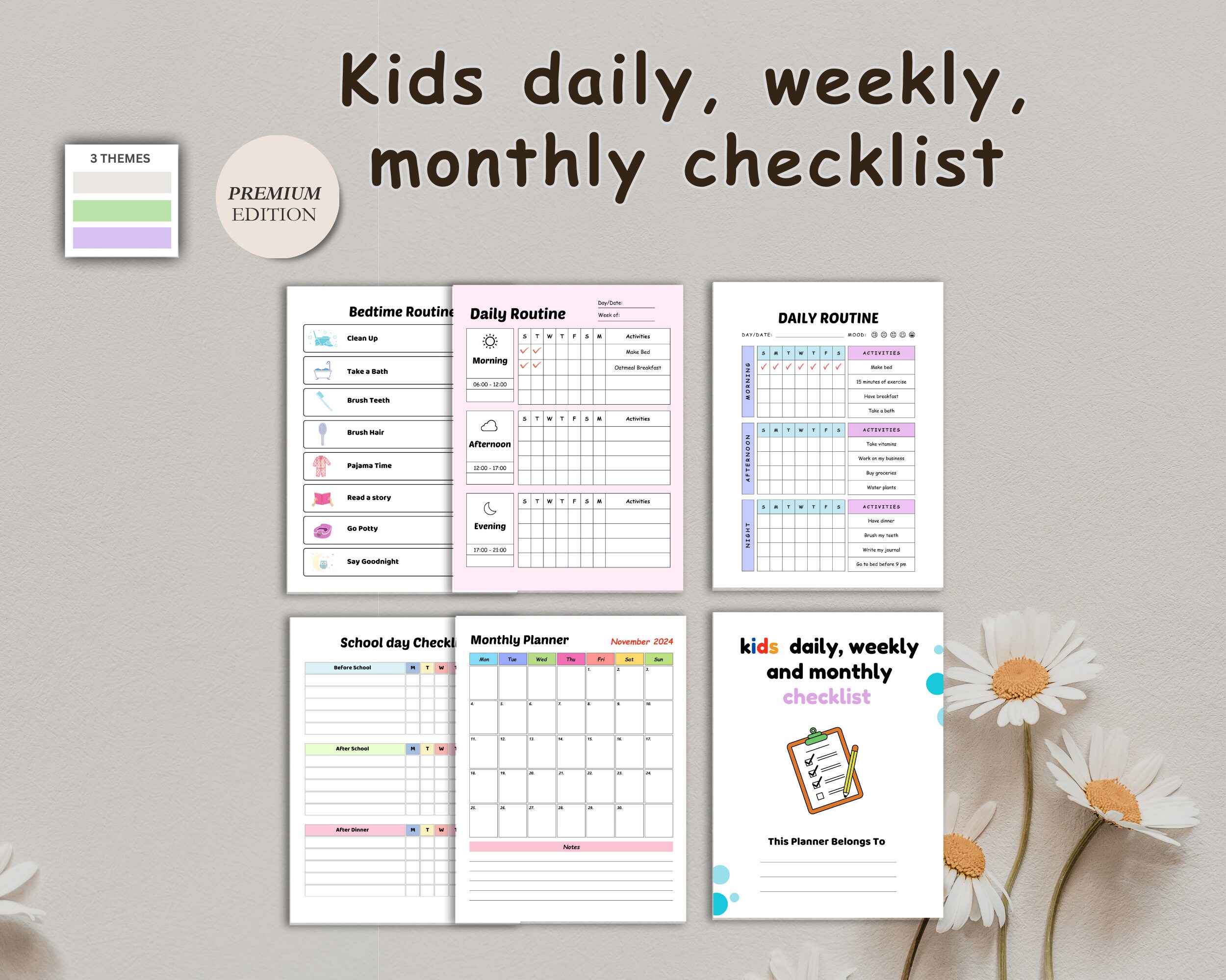 Printable Digital Kids Planner, Printable Planner, Children's Organizer ...