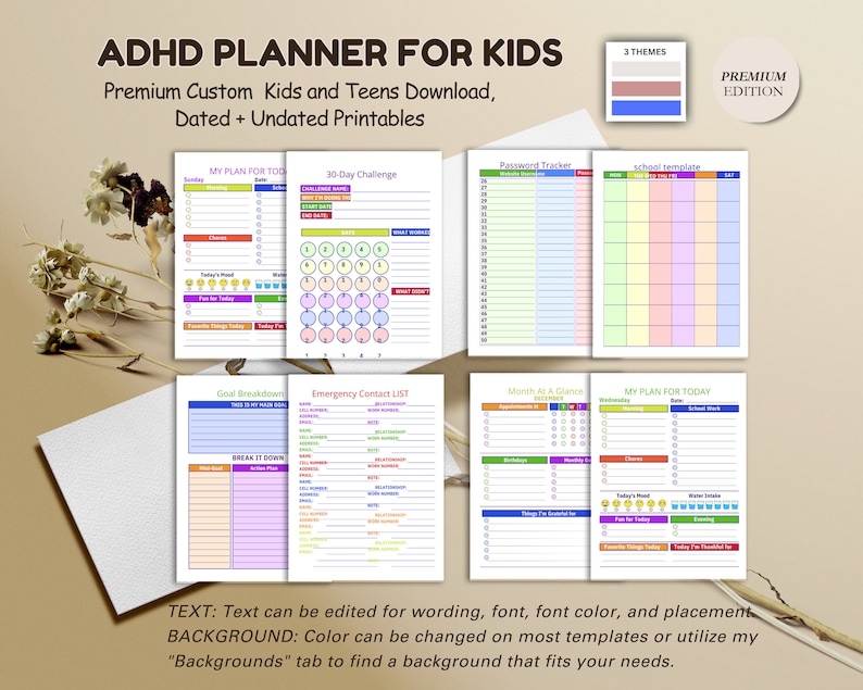 Colorful ADHD Planner for Kids, Weekly Planner, Visual Schedule ...