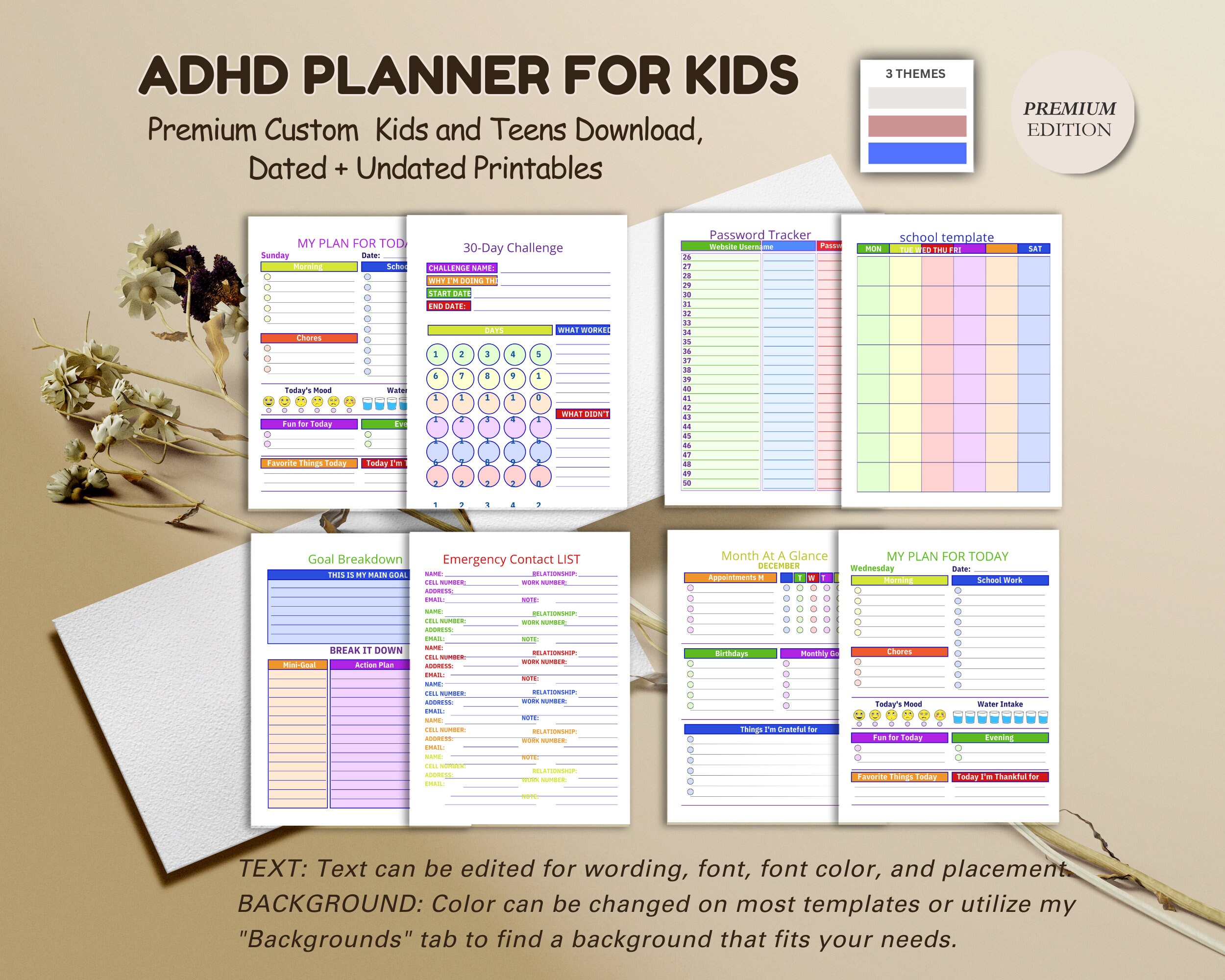 Colorful ADHD Planner for Kids, Weekly Planner, Visual Schedule ...