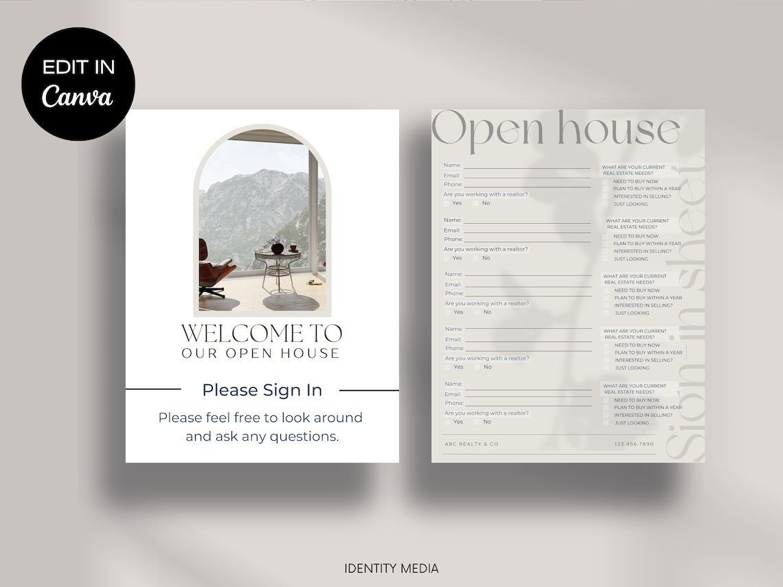 Open House Sign-in Form, Welcome Poster, Open House, Realtor Templates ...