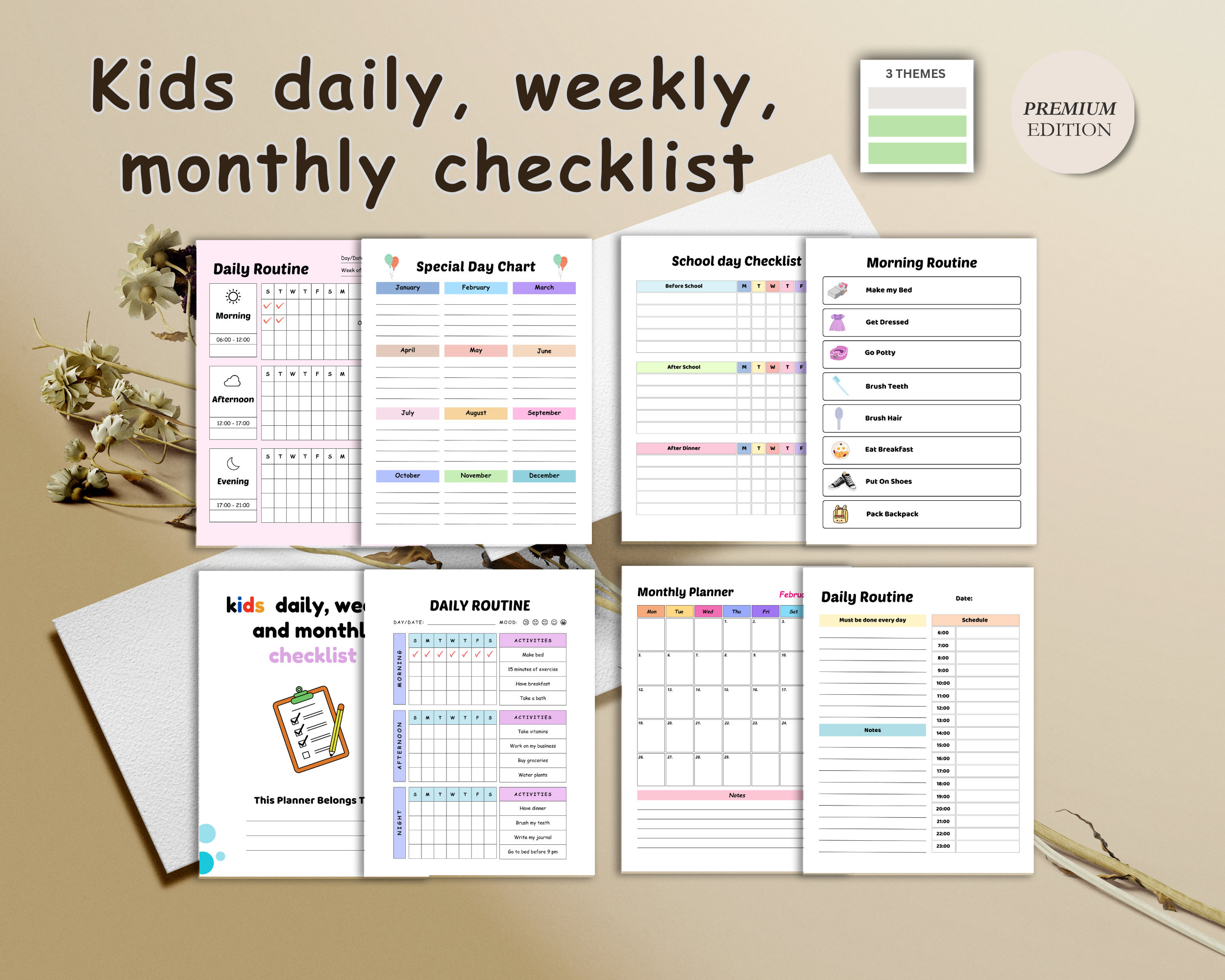 Printable Digital Kids Planner, Printable Planner, Children's Organizer ...