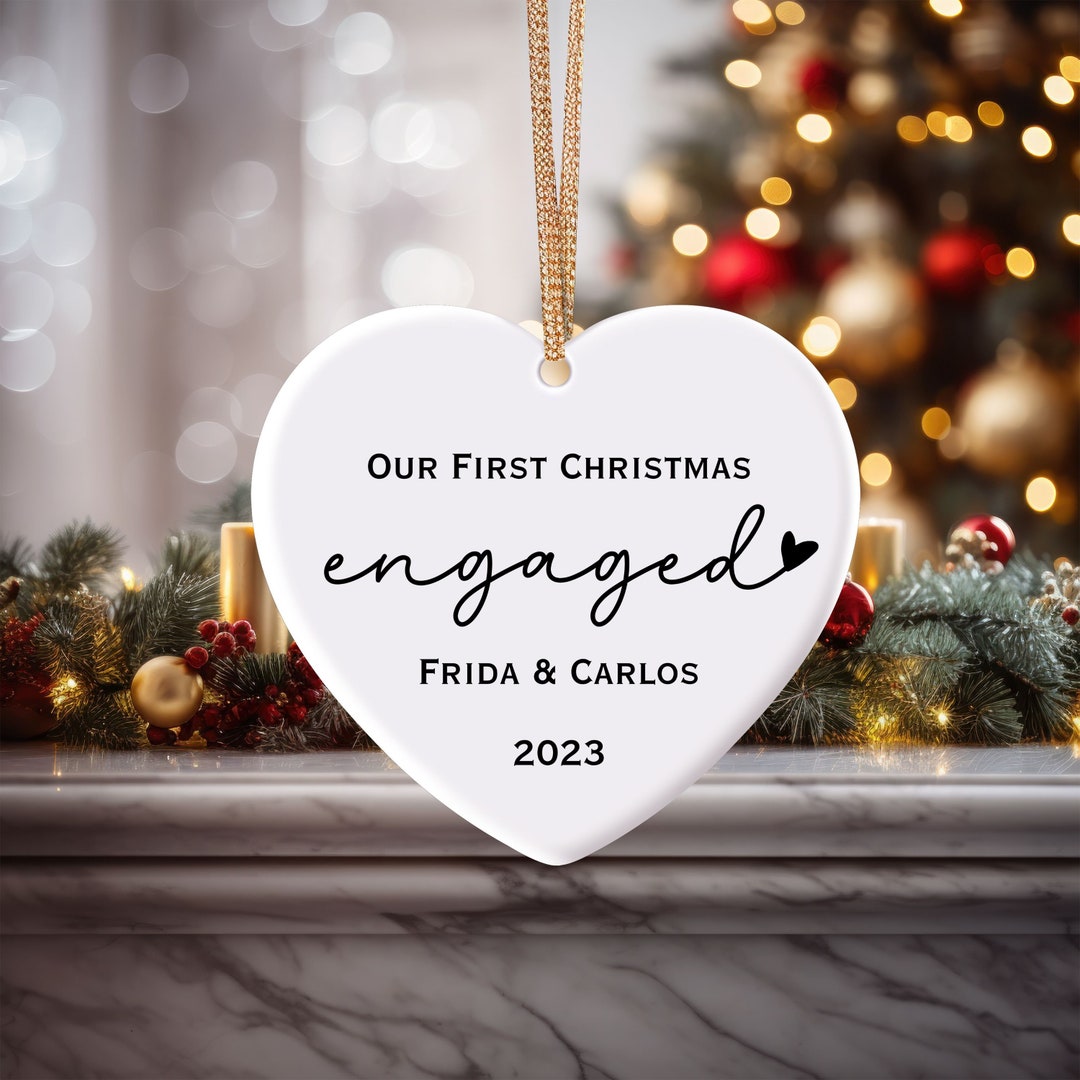 First Christmas Engaged Ornament, Personalised Engagement Gifts ...