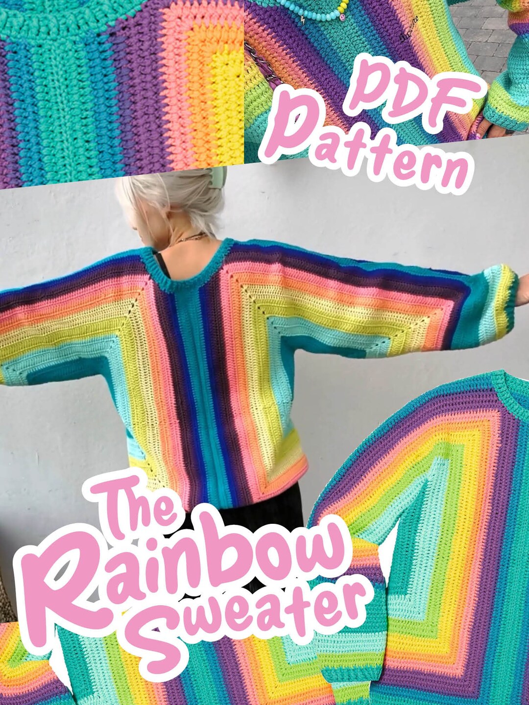 Rainbow Sweater Crochet Pattern - Etsy