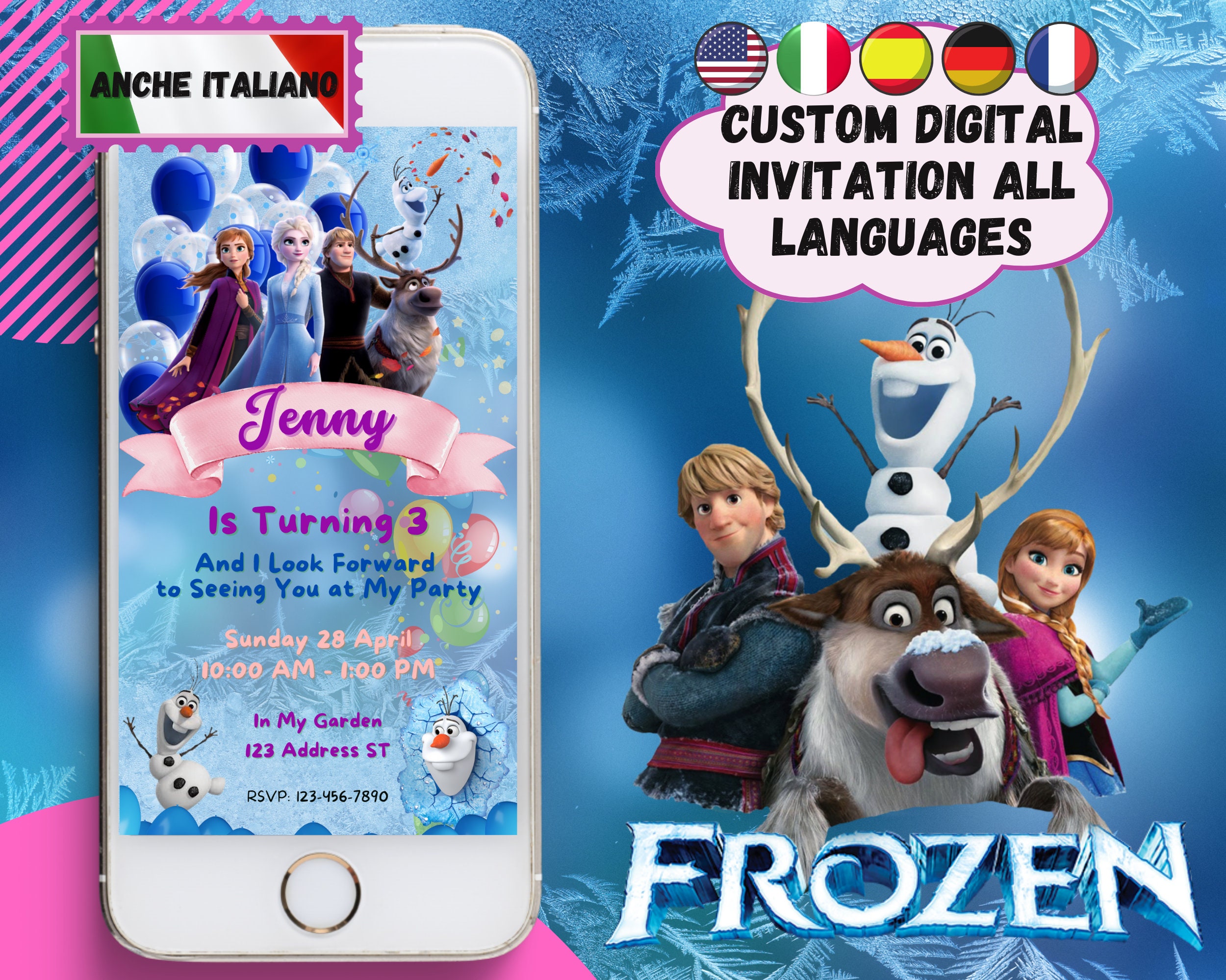 Frozen Digital Invitation Template for Children's Party in - Etsy