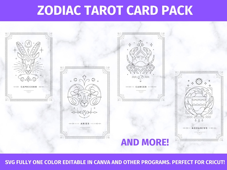 Zodiac Tarot Card Vector SVG Downloadable Pack for Printing - Etsy
