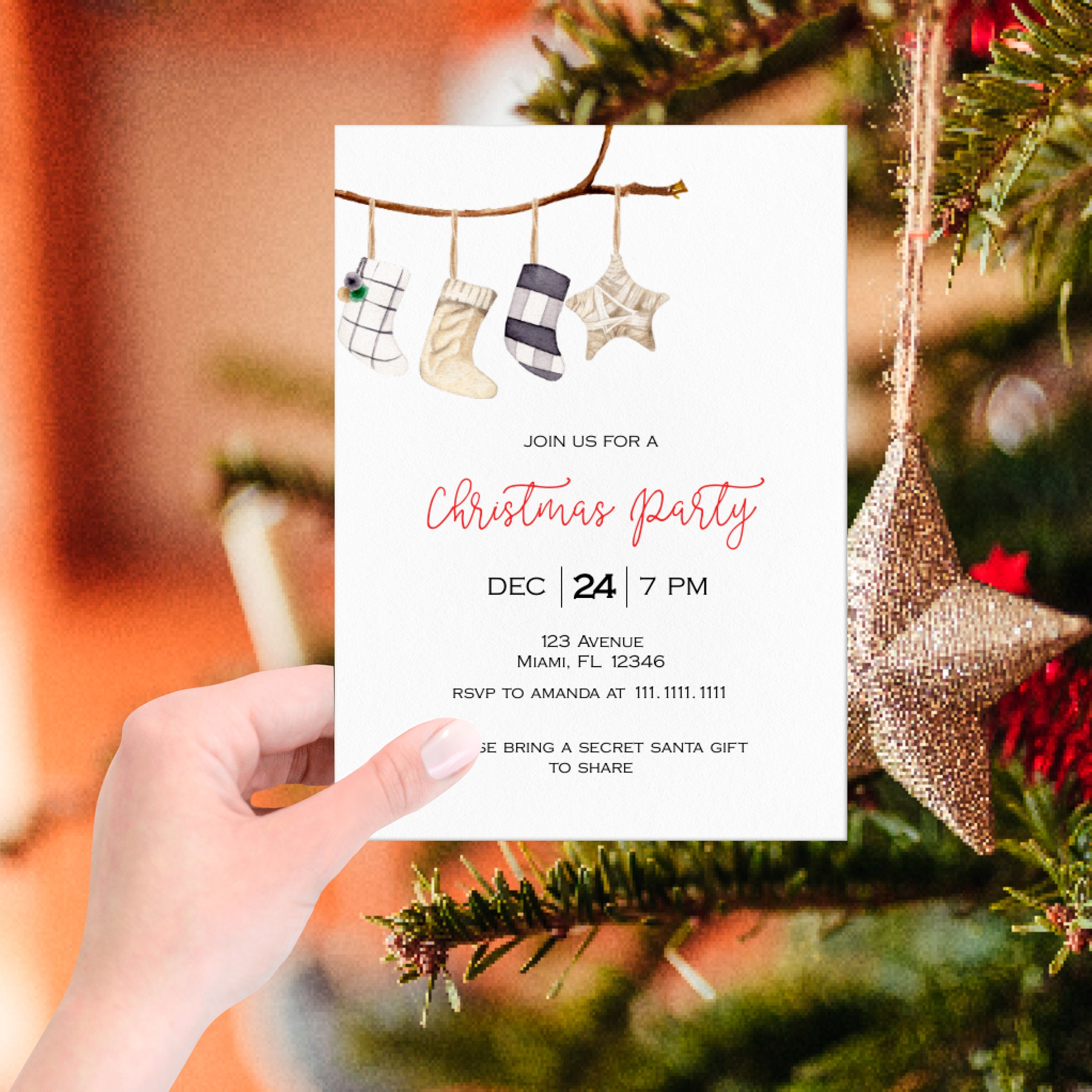 Editable Christmas Party Invitation, Holiday Party Invites Annual ...