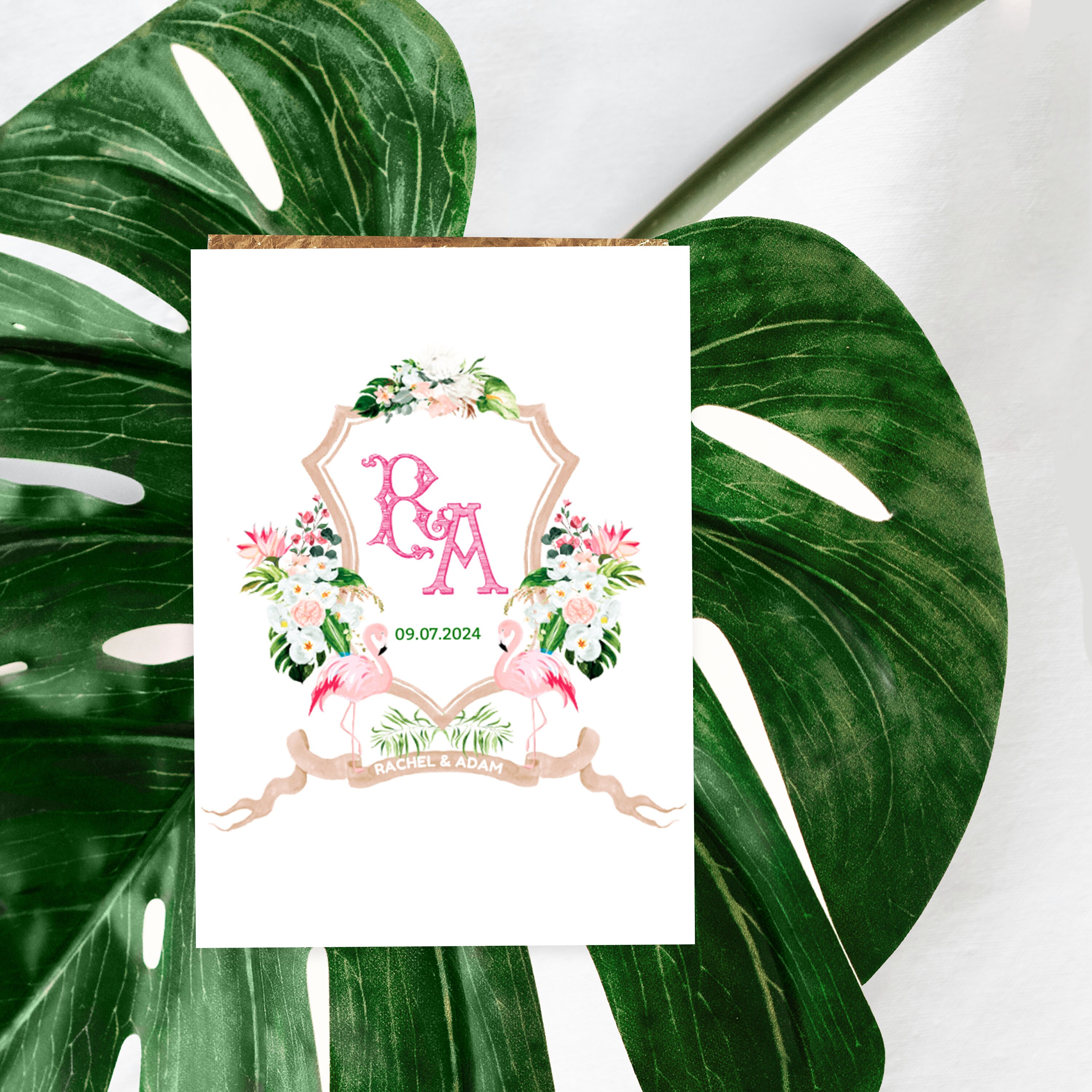 Tropical Wedding Crest Template, Editable Wedding Crests, Watercolor ...