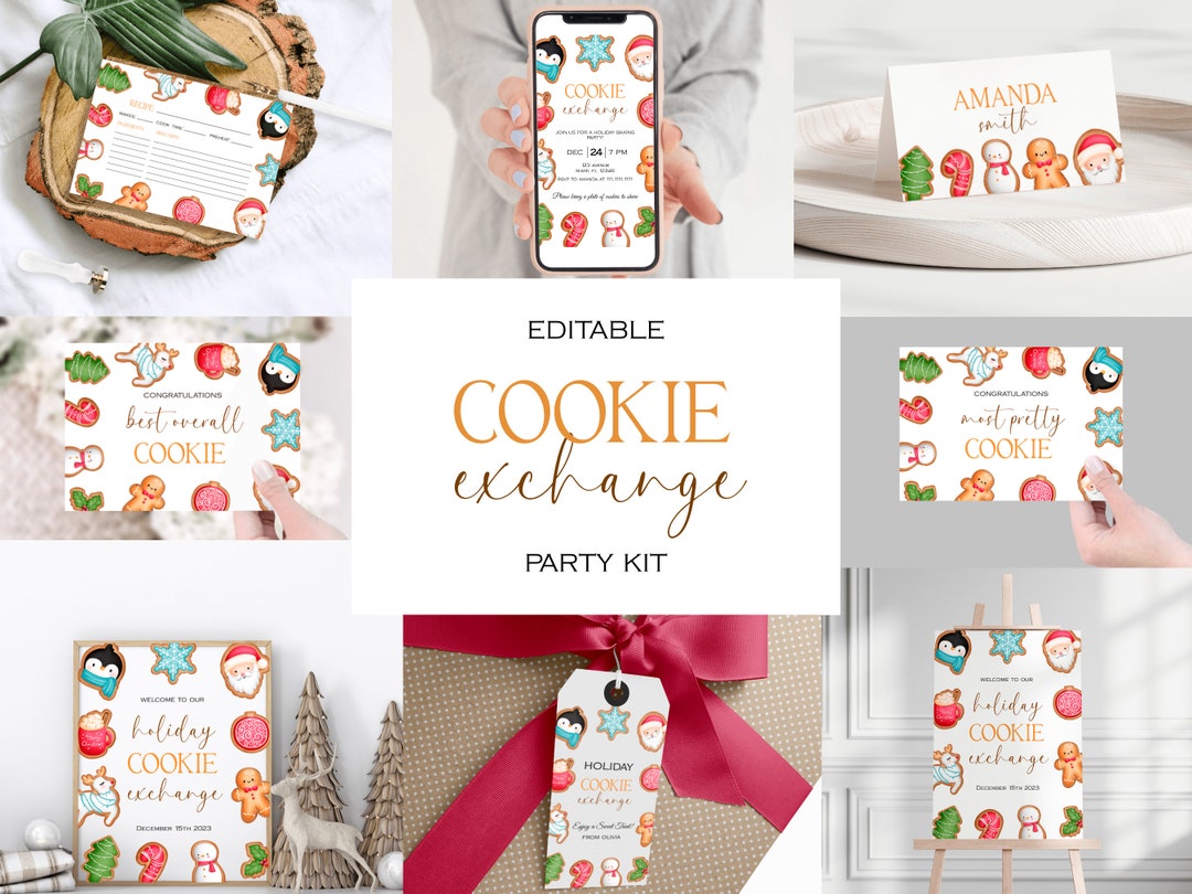 Editable Christmas Cookie Exchange Invitation, Christmas Cookie ...