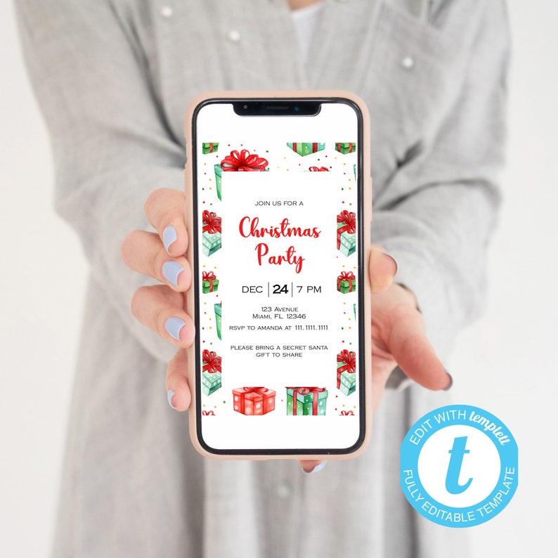 Editable Christmas Party Invitation Holiday Party Template - Etsy