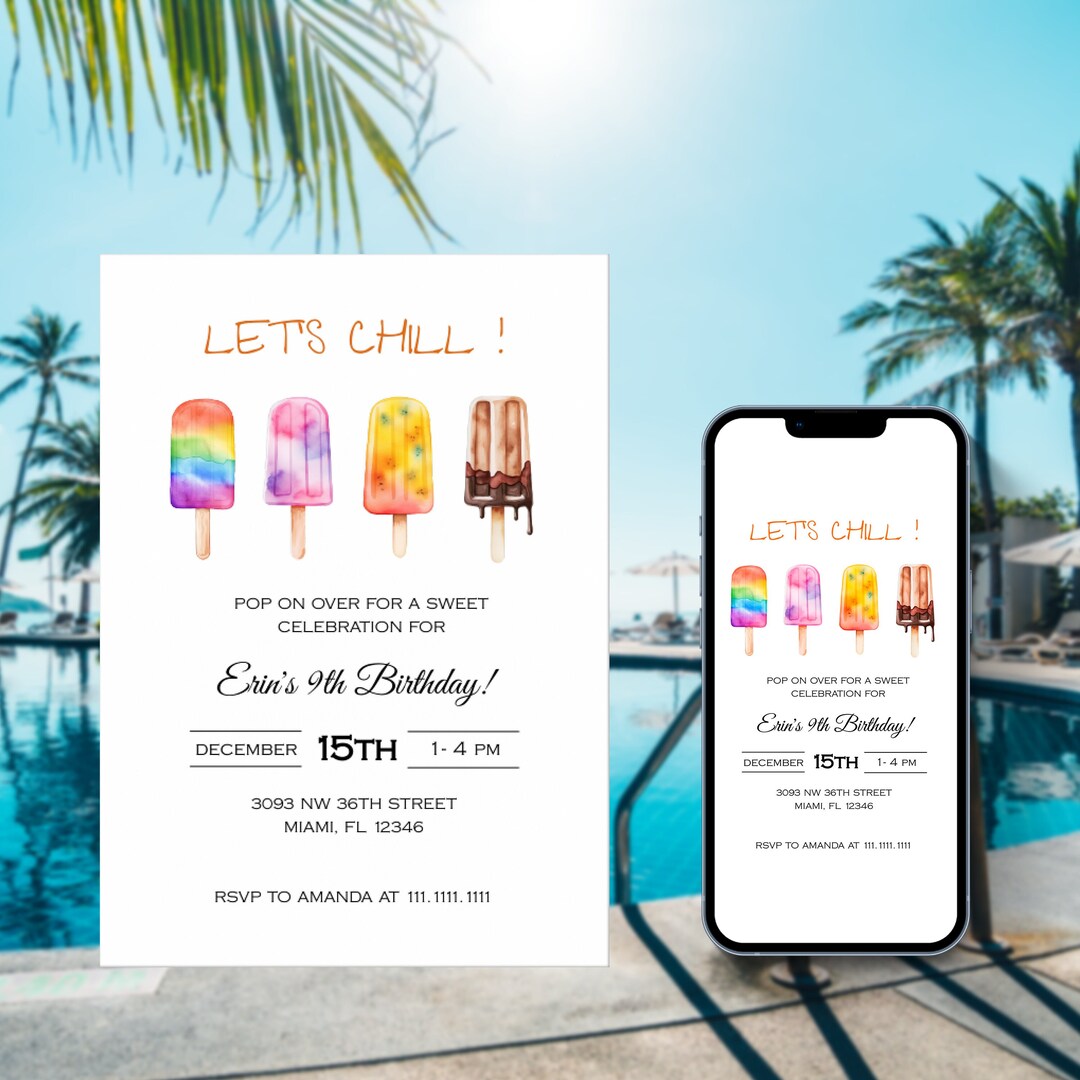 Editable Popsicle Birthday Invitation Popsicle Birthday Party - Etsy