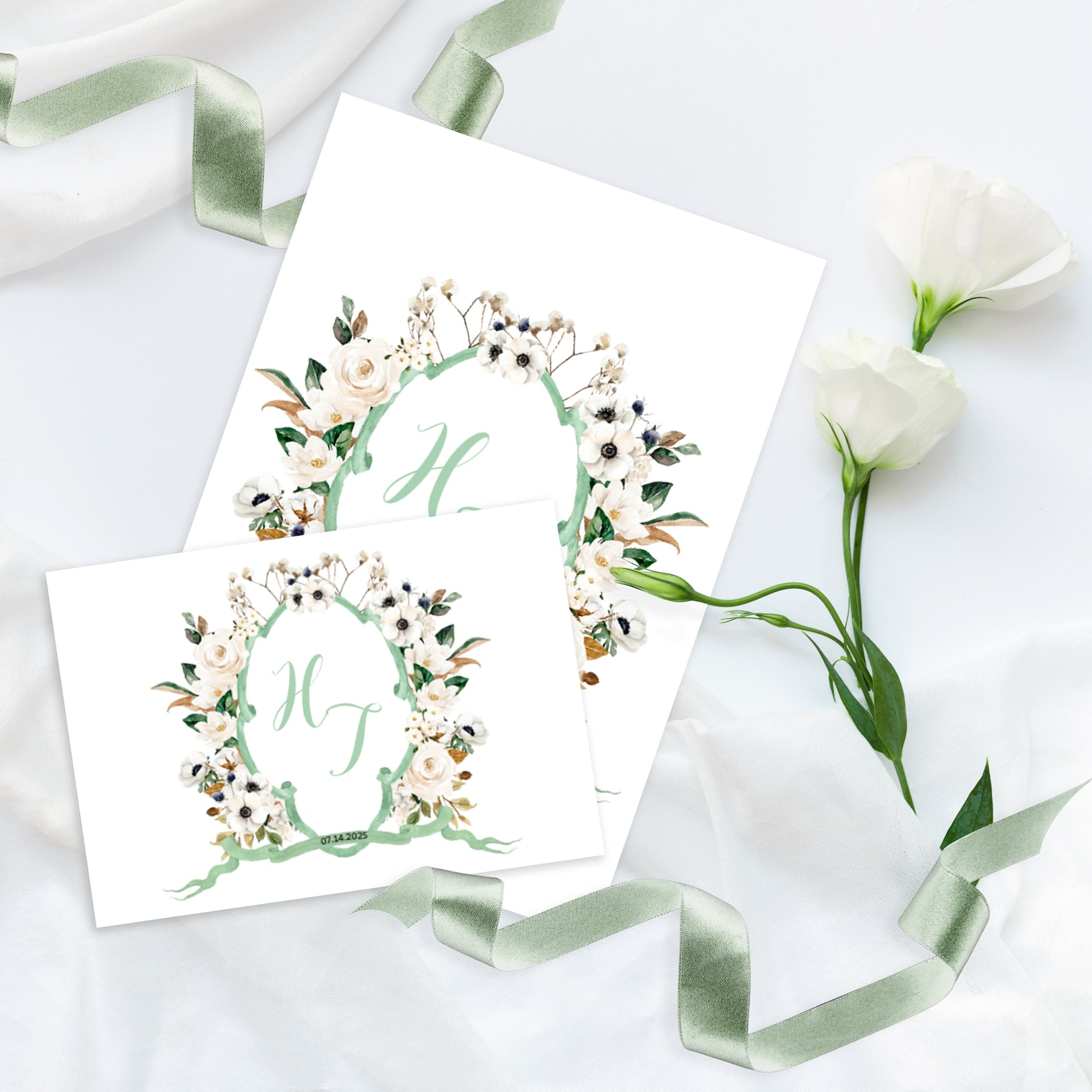 White Flowers Wedding Crest Template, Editable Wedding Crests ...