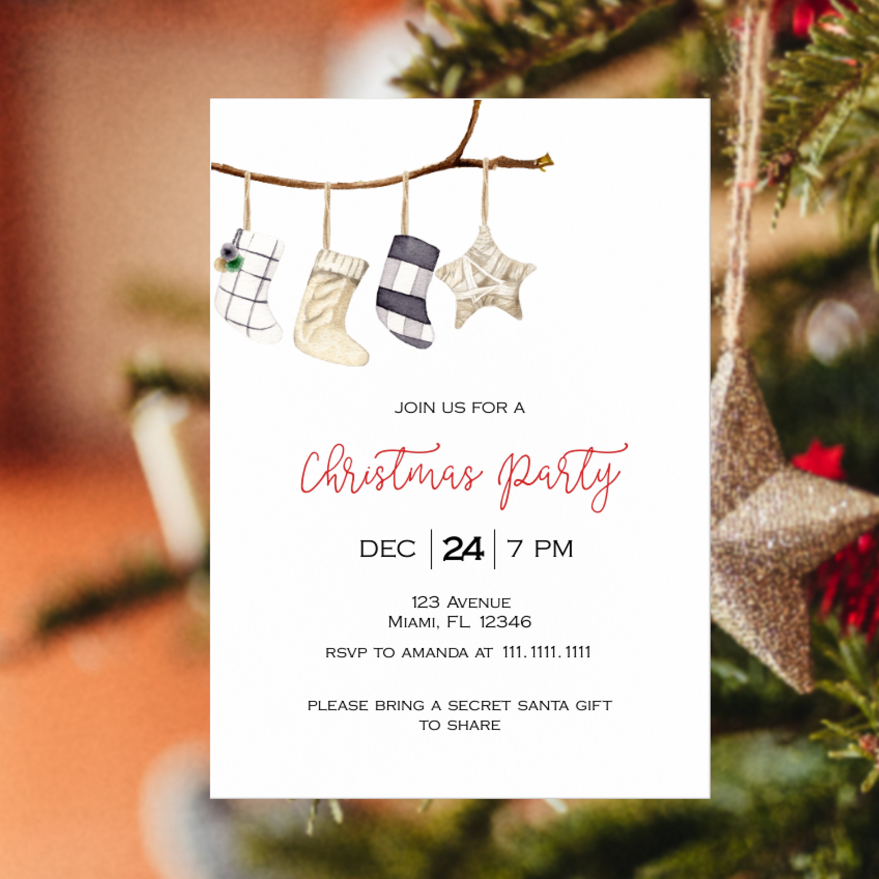 Editable Christmas Party Invitation, Holiday Party Invites Annual ...