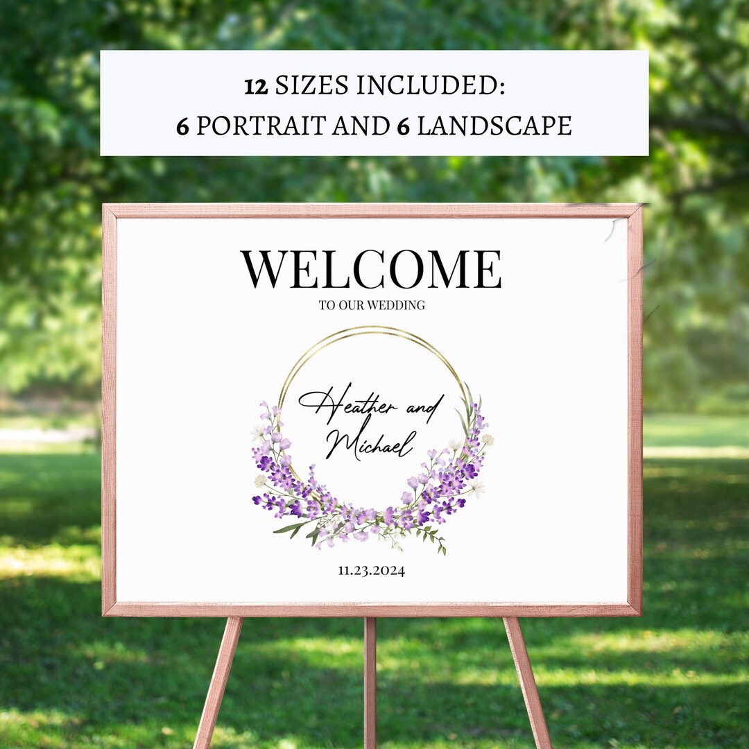 Editable Welcome Sign, Welcome Sign Template, Lavender Welcome Sign ...