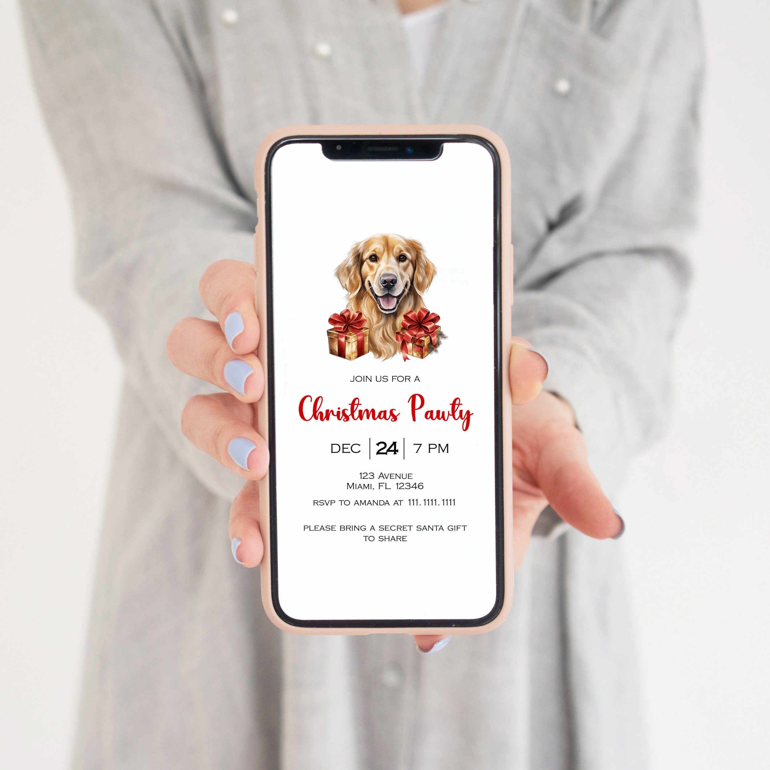 Editable Christmas Dog Invitation, Christmas Party Invitation ...