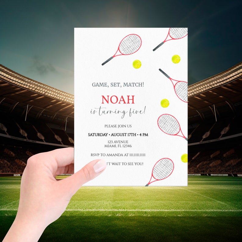 Editable Tennis Birthday Invitation Tennis Ball Invitation - Etsy