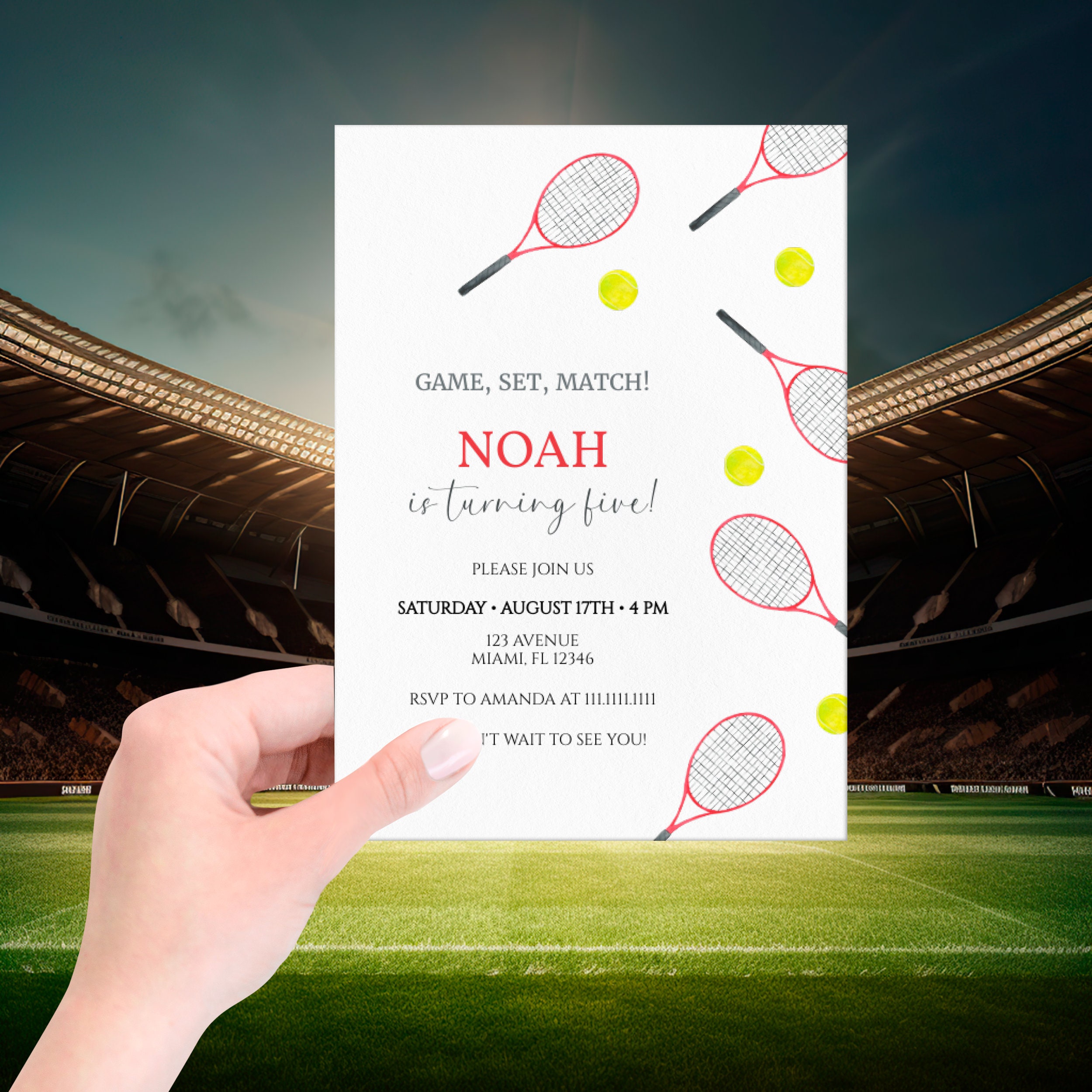 Editable Tennis Birthday Invitation Tennis Ball Invitation - Etsy