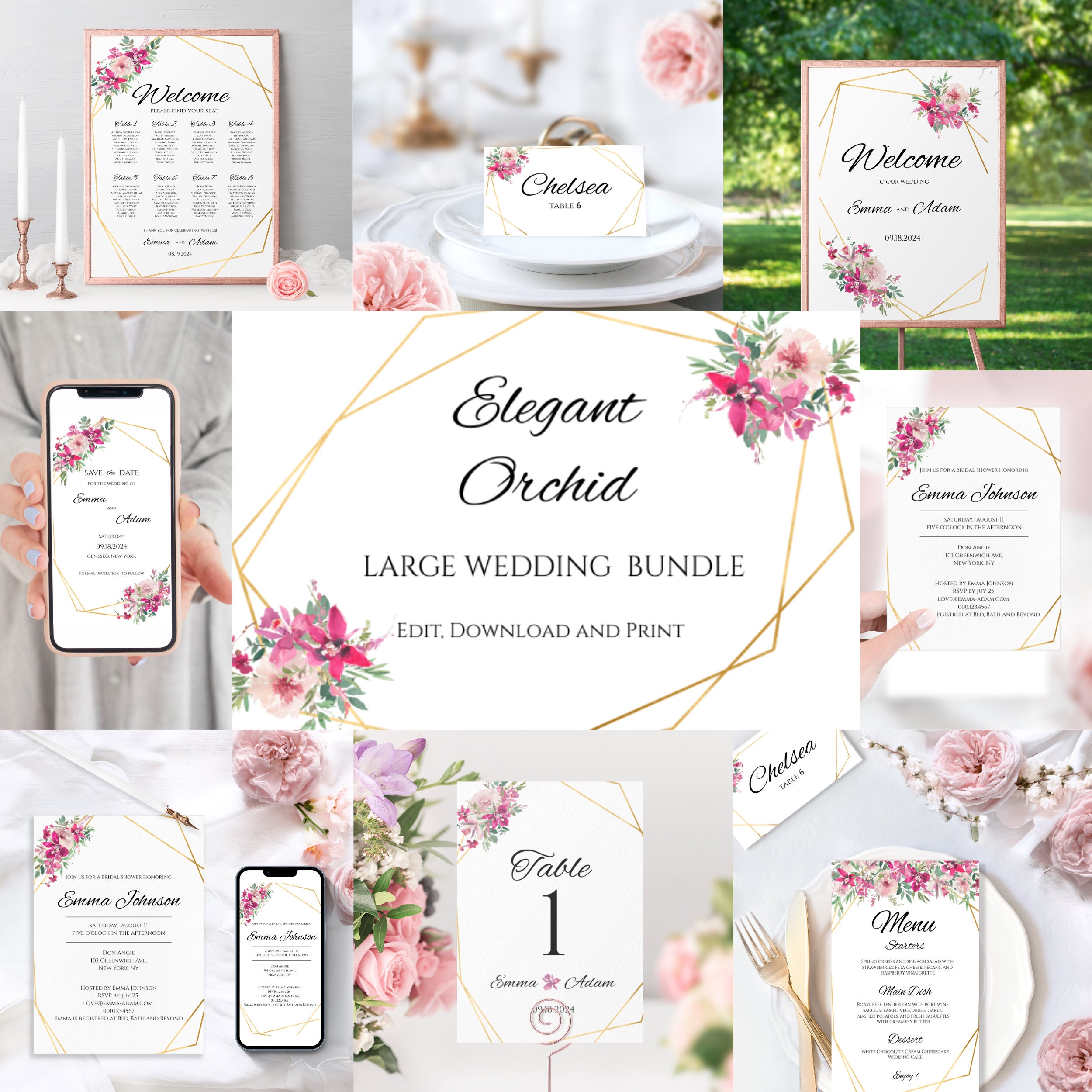 Wedding Invitation MEGA Bundle Template Orchid Flowers, Wedding Invites ...