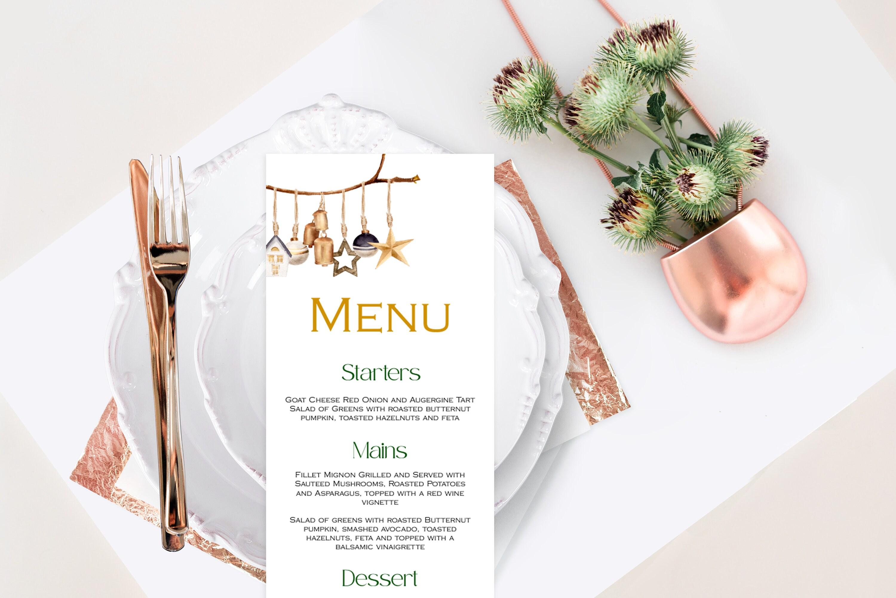 Christmas Menu Card, Holiday Menu Template, Printable Christmas Menu ...
