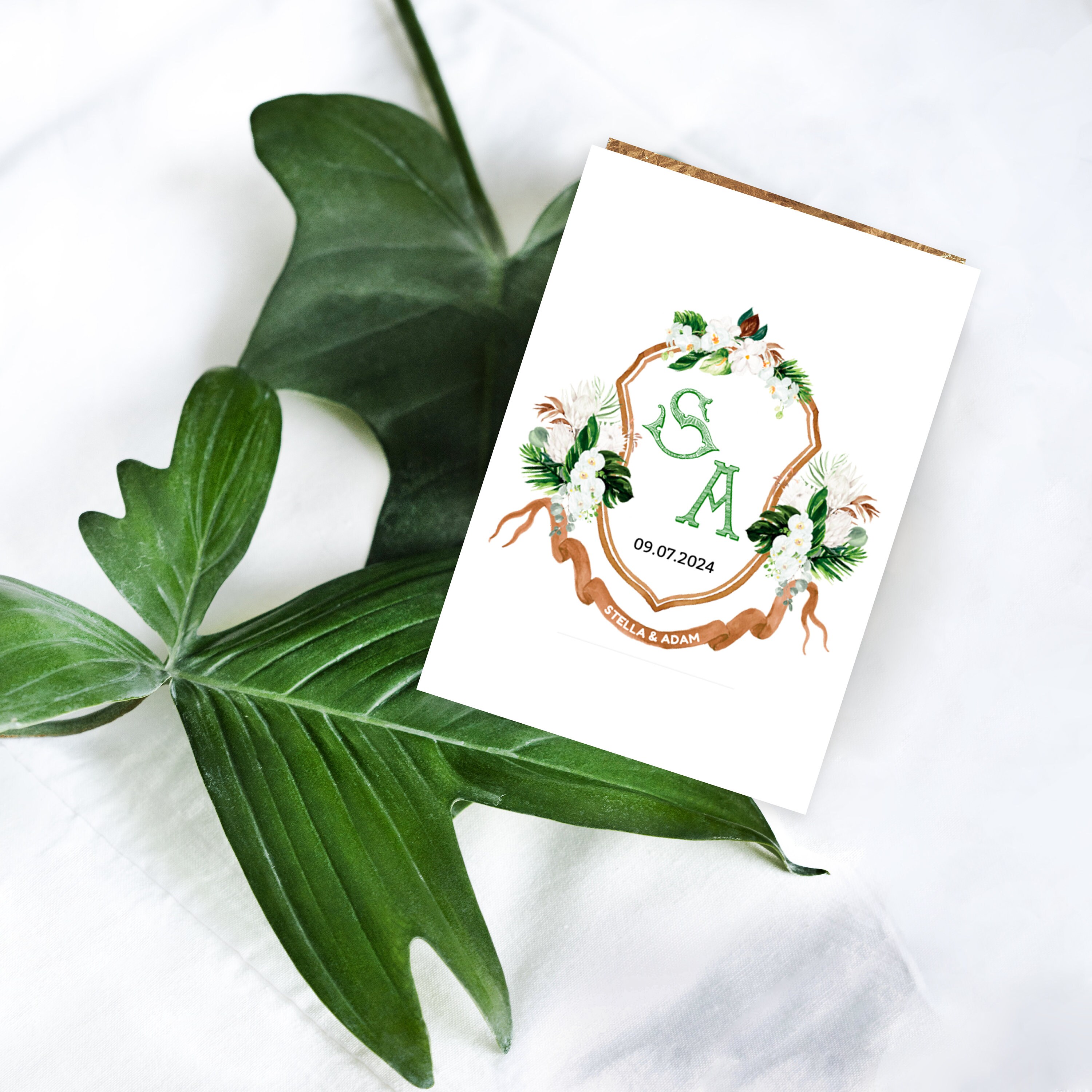 Tropical Wedding Crest Template, Editable Wedding Crests, Watercolor ...