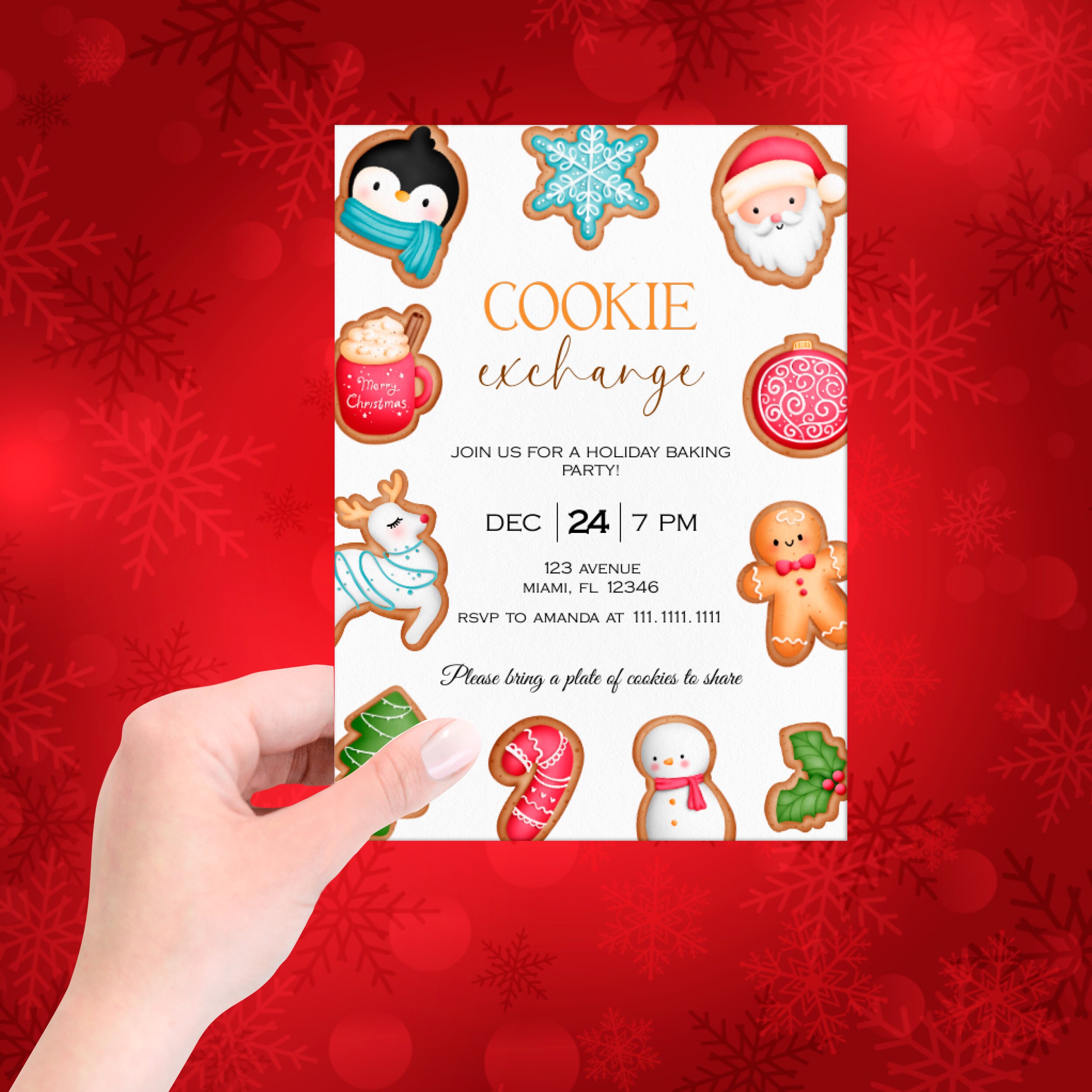 Editable Christmas Cookie Exchange Invitation, Christmas Party ...