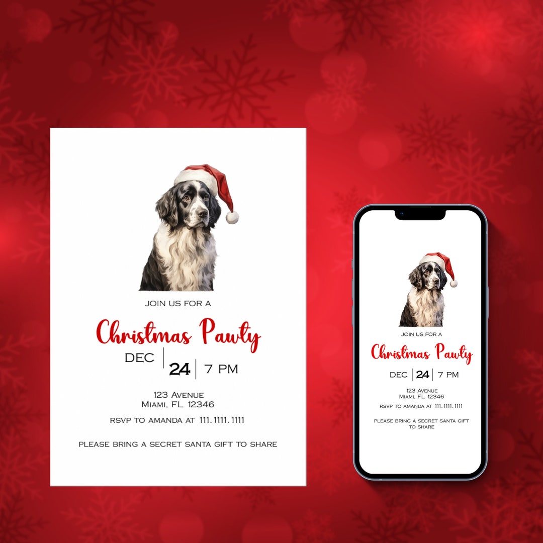 Editable Christmas Dog Invitation, Christmas Party Invitation ...