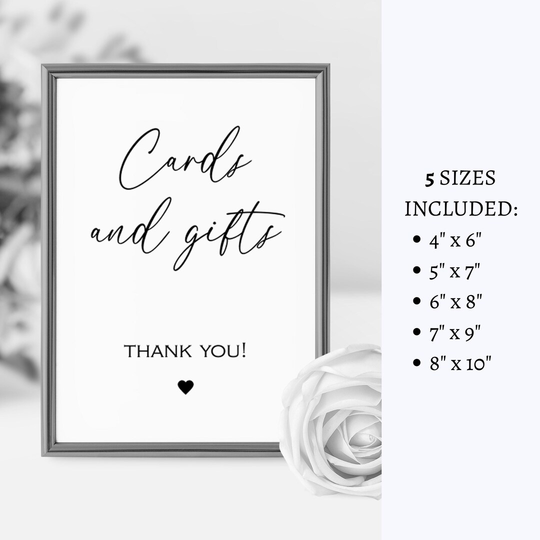 Minimalist Cards and Gifts Sign Printable, Gifts Table Sign, Elegant ...