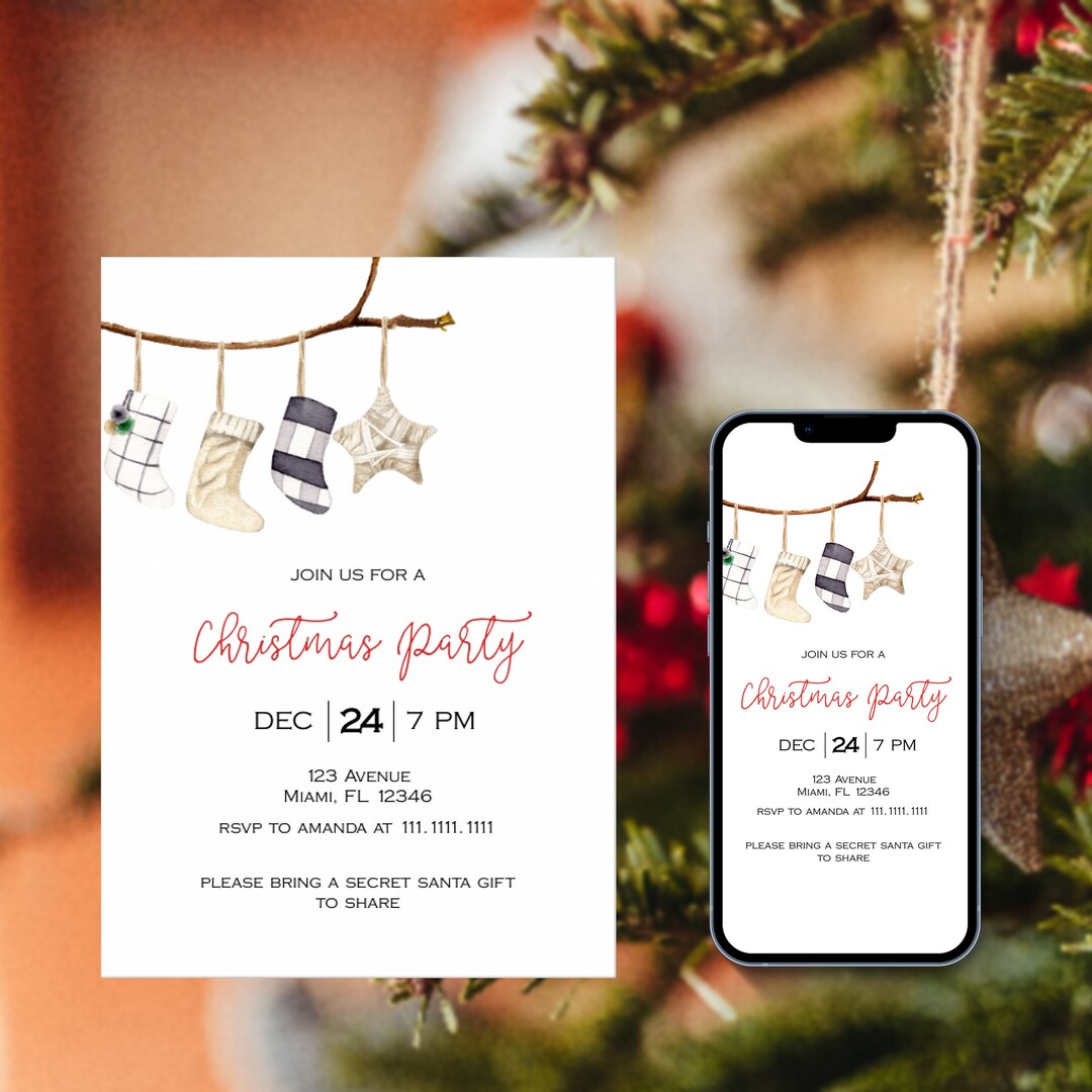 Editable Christmas Party Invitation, Holiday Party Invites Annual ...