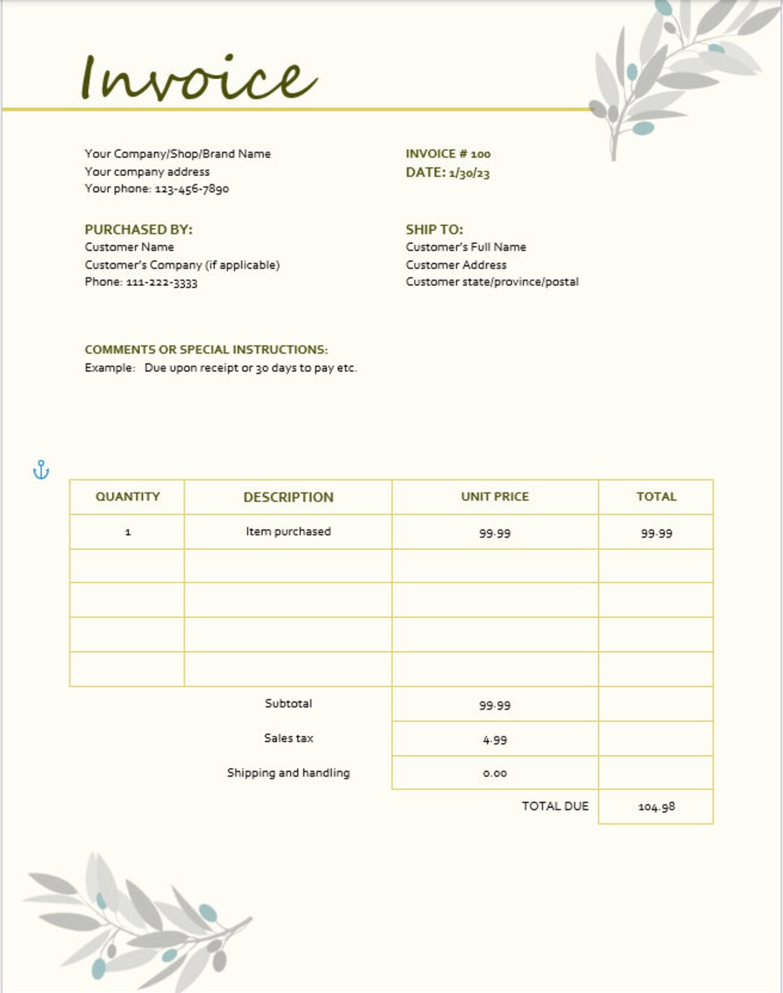 Invoice Template aesthetic - Etsy