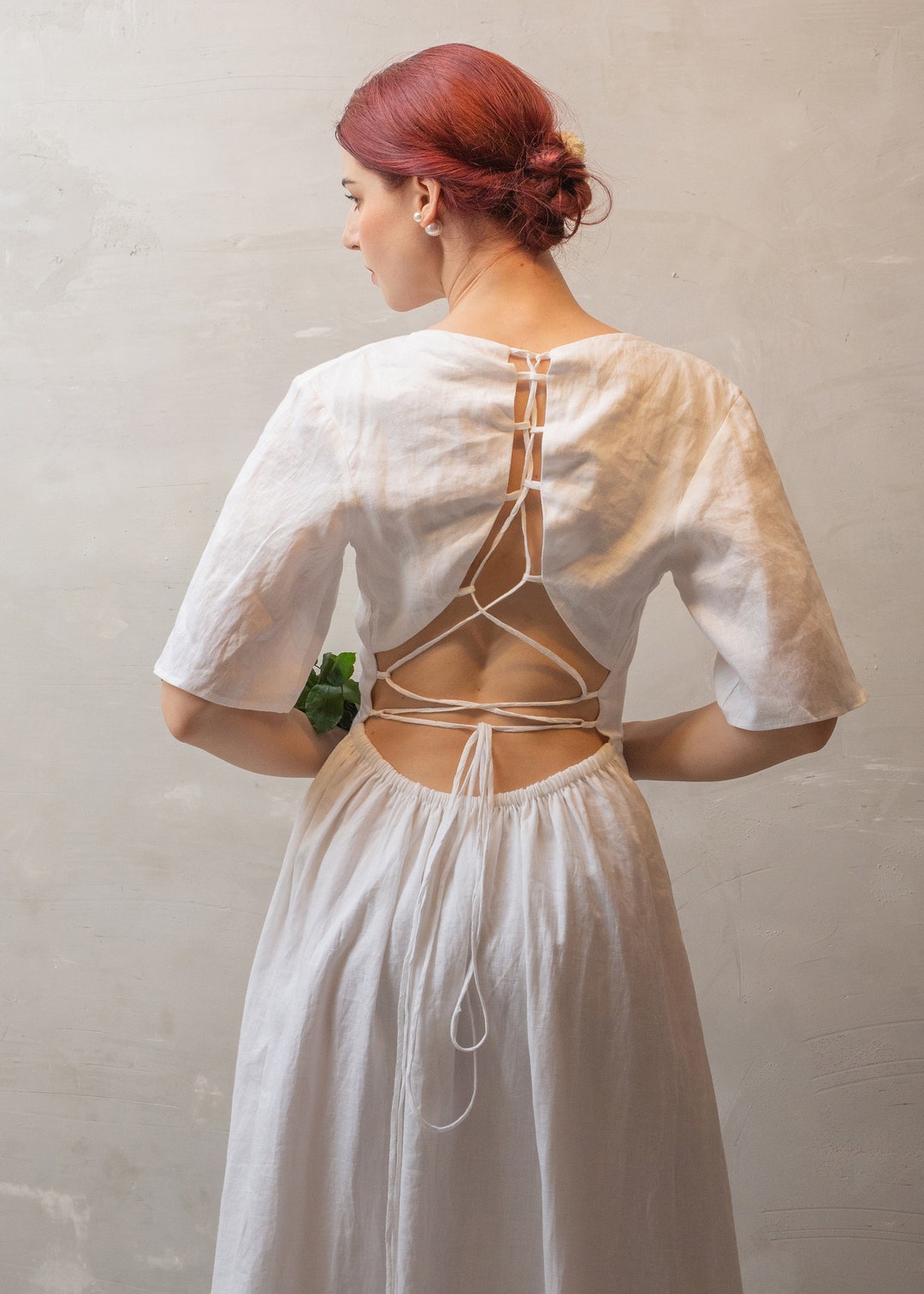 Linen Wedding Dress CHARM, Maxi Linen Dress, Boho Linen Dress, Handmade ...