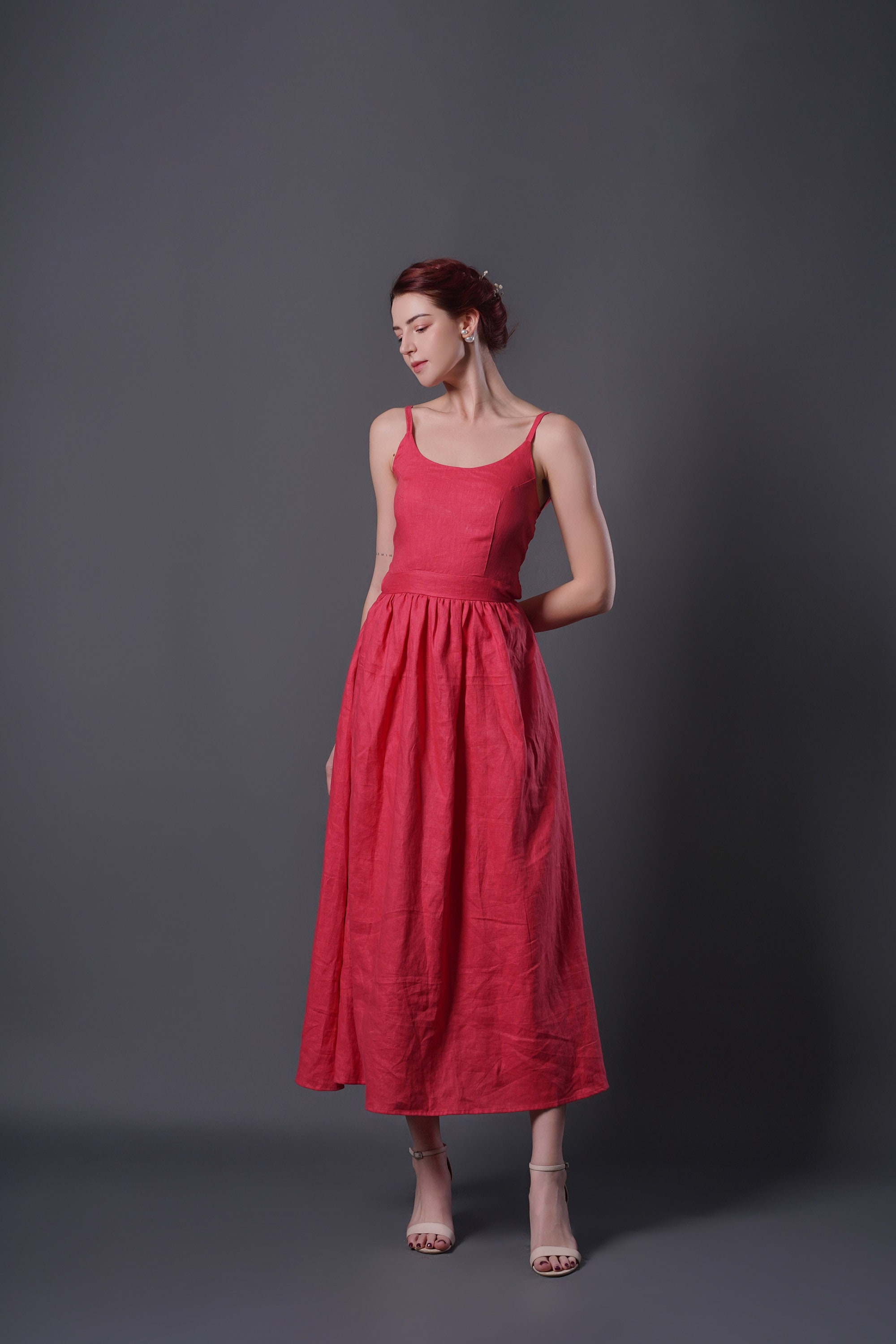 Summer Linen Dress LOLLA Crossed Back Linen Dress Modest - Etsy