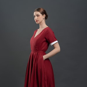 Linen Wrap Dress ELEGANCE, Flowy Linen Dress, Romantic Linen Outfit ...