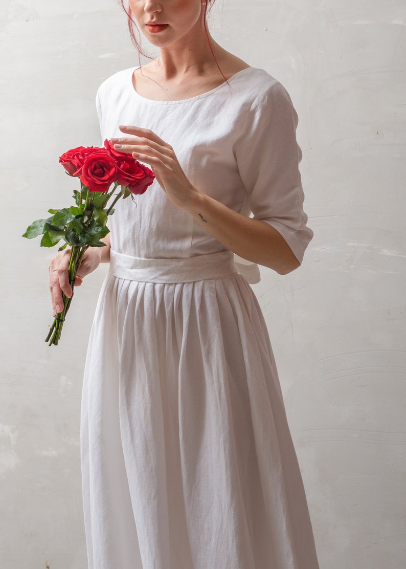 Modest Linen Wedding Dress SEOUL White Linen Dress Linen - Etsy