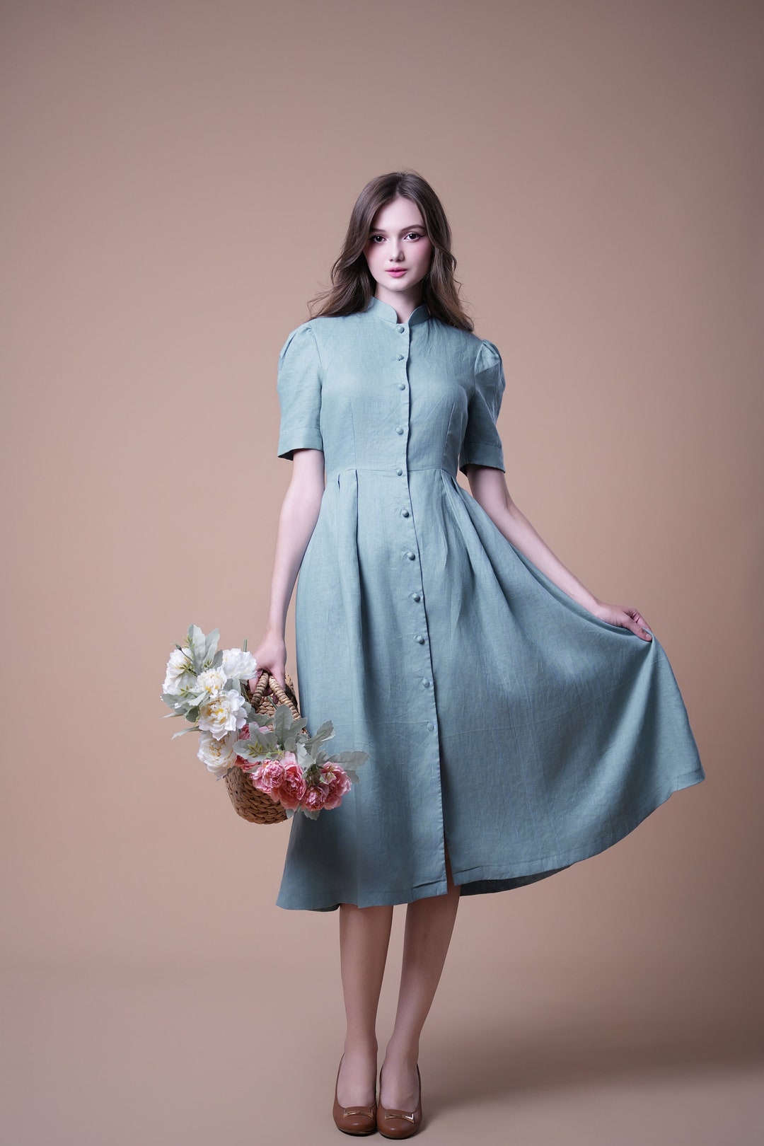 Linen Dress ORLA, Summer Linen Dress, Linen Formal Dress, Cottagecore ...