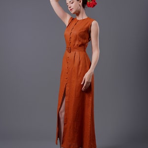 Linen Dress AUTUMN, Sleeveless Linen Dress, Smart Outfit, Linen Long ...