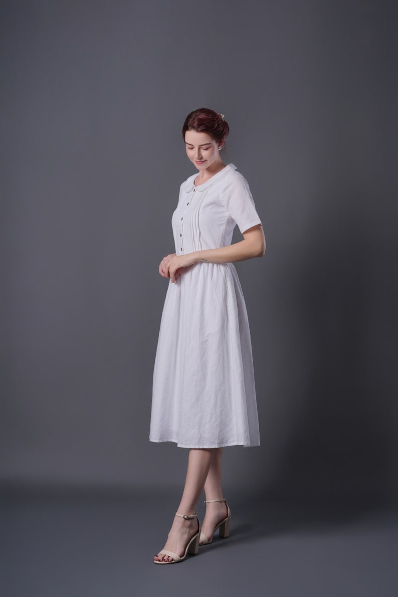 Linen Dress CLASSIC, Vintage Linen Dress, White Linen Dress, Linen ...