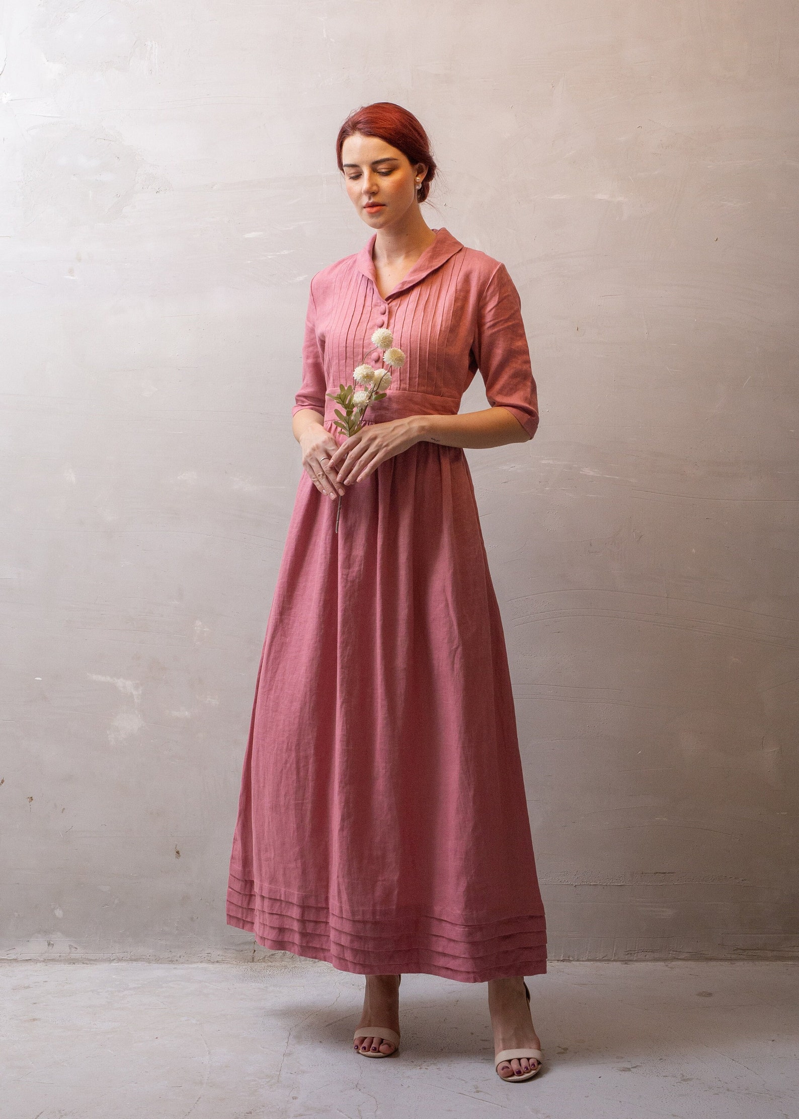 Elegant Linen Dress TOKYO, Maxi Linen Dress, Long Linen Dress, Handmade ...