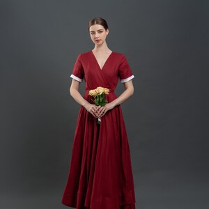 Linen Wrap Dress ELEGANCE, Flowy Linen Dress, Romantic Linen Outfit ...