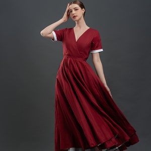 Linen Wrap Dress ELEGANCE, Flowy Linen Dress, Romantic Linen Outfit ...
