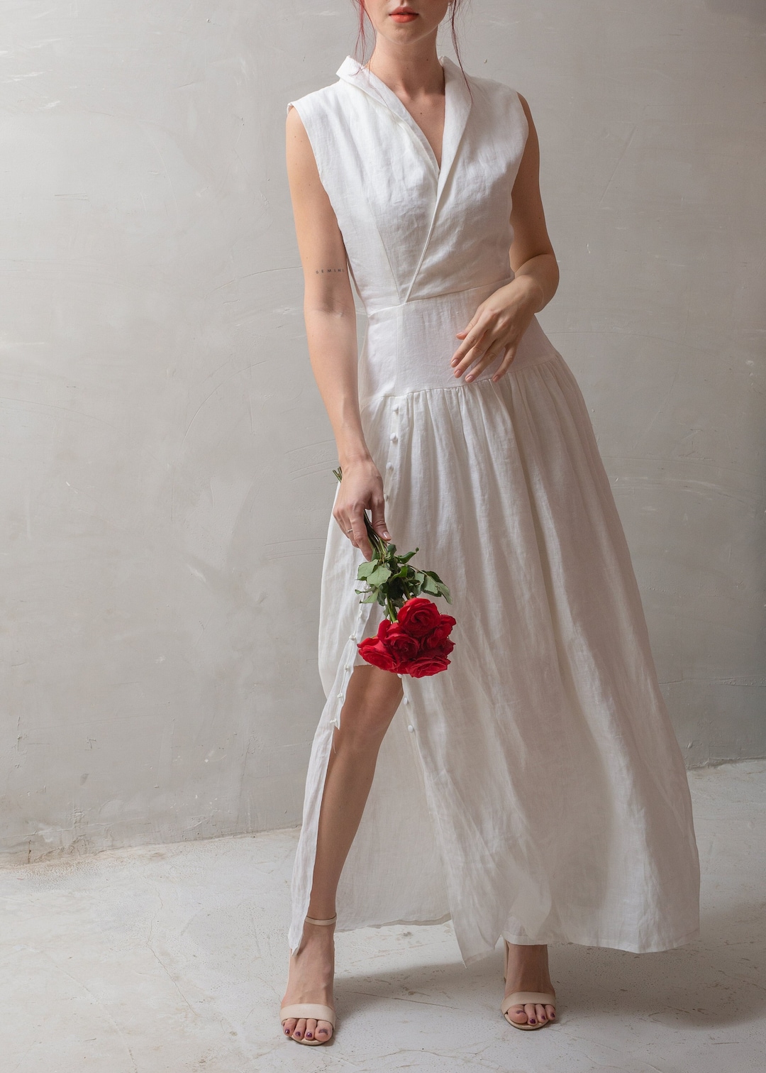 Linen Maxi Dress GWEN, Long Linen Dress, Summer Linen Dress, Handmade ...