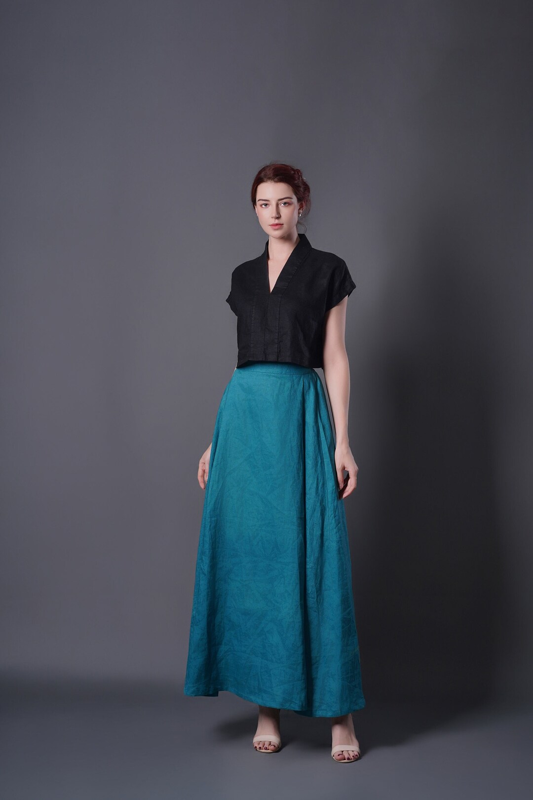 Linen Top LISA, Linen Cropped Top, Cropped Top Short Sleeves, White ...