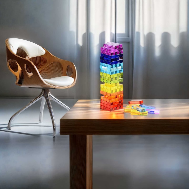 Newton’s Tower - CMY Cubes - Rainbow Acrylic Tumbling Tower - Rectangle ...