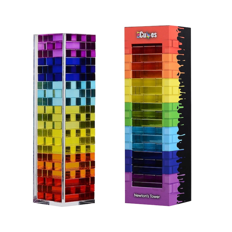 Newton’s Tower - CMY Cubes - Rainbow Acrylic Tumbling Tower - Rectangle ...