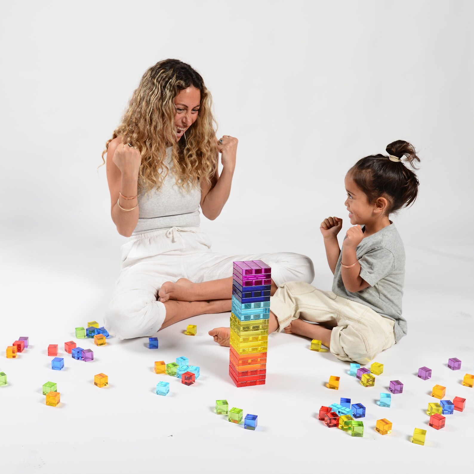 Newton’s Tower - CMY Cubes - Rainbow Acrylic Tumbling Tower - Rectangle ...