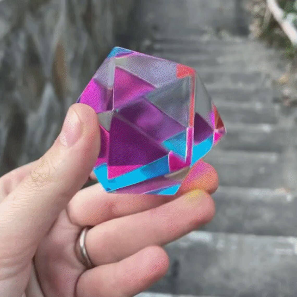 CMY Cubes® the Motus - Icosahedron, Optical Polyhedron, Subtractive ...