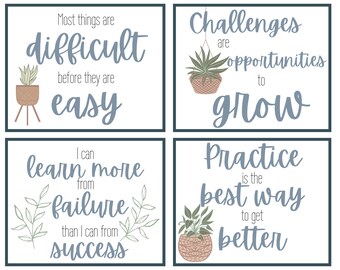 Growth Mindset Poster Set of 20 Travel and Adventure Themed Bulletin ...