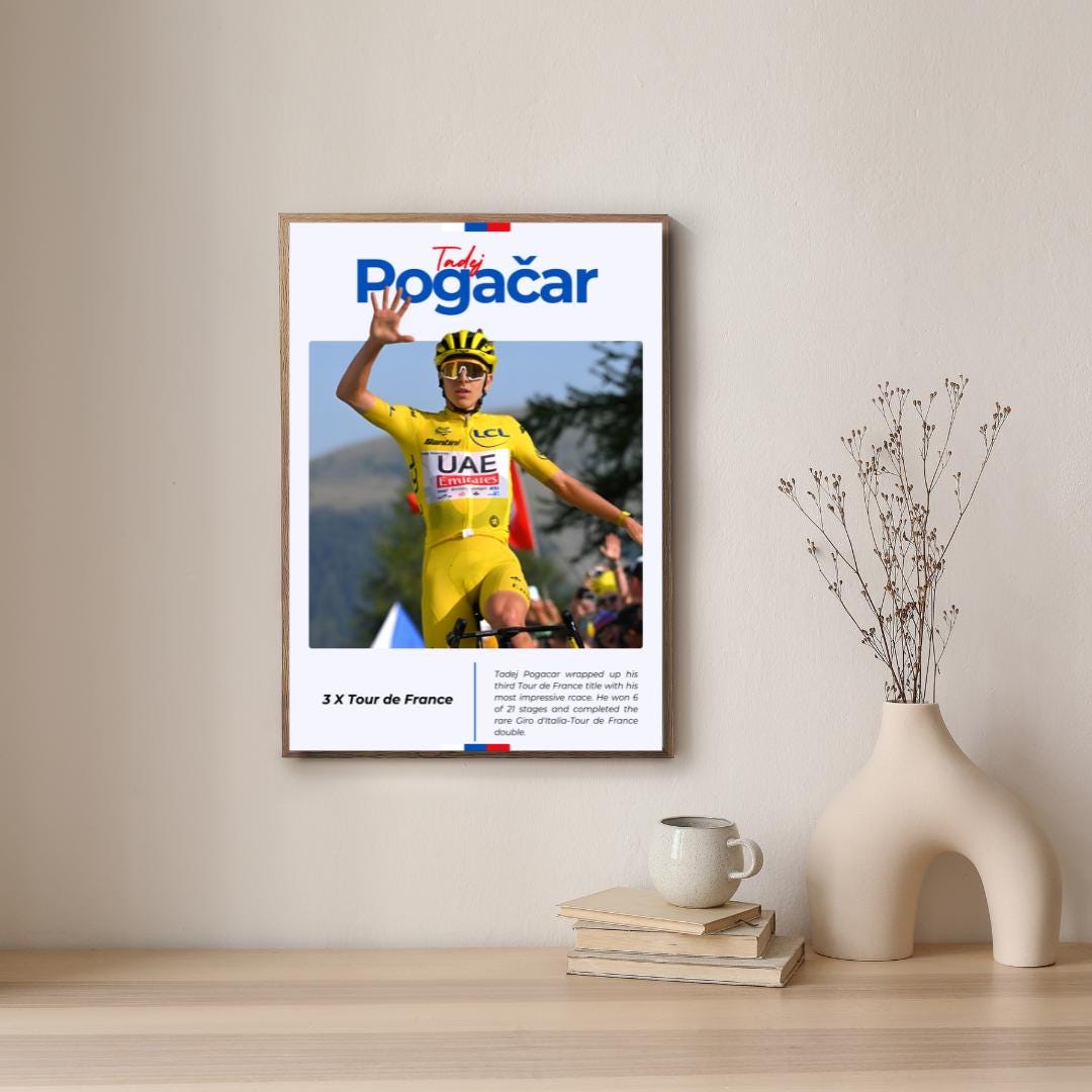 Tadej Pogacar Poster Tadej Pogačar Tour De France Digital Poster Tadej ...